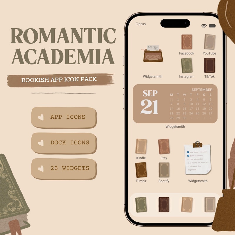 Bookish Phone App Icons - Etsy