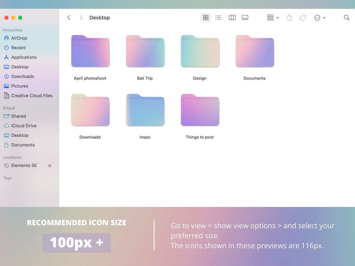 Folder Icons Desktop Icons Holo Icons Mac Desktop Icons - Etsy Canada