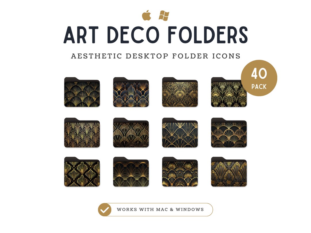 40 ART DECO Desktop Folder Icons, Desktop Icons for Mac and Windows ...