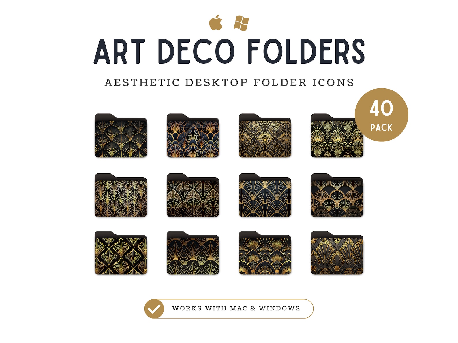 40 ART DECO Desktop Folder Icons, Desktop Icons for Mac and Windows ...