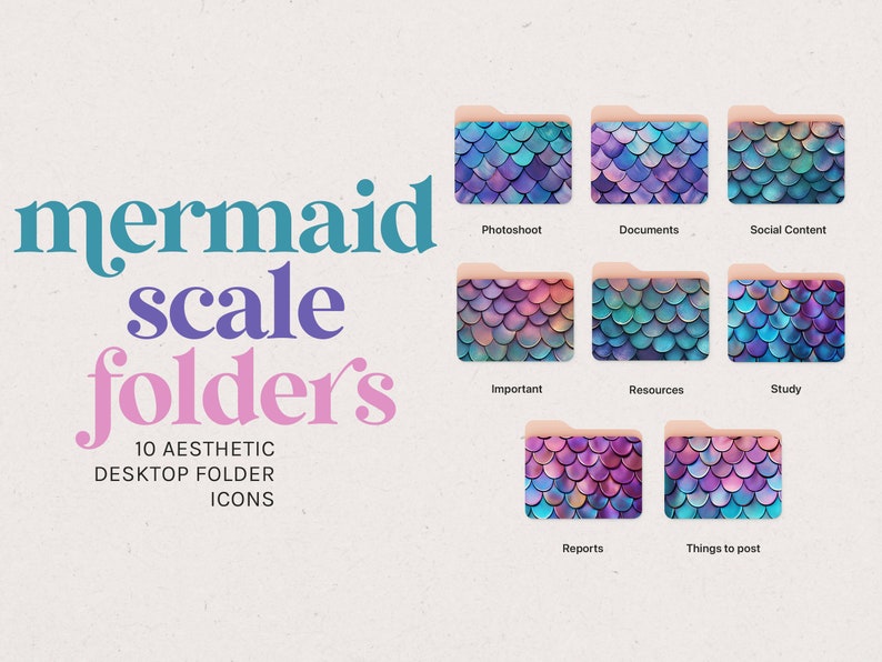 Mermaid Scale Folder Icons for Mac and Windows » Aesthetic Folder Icons ...