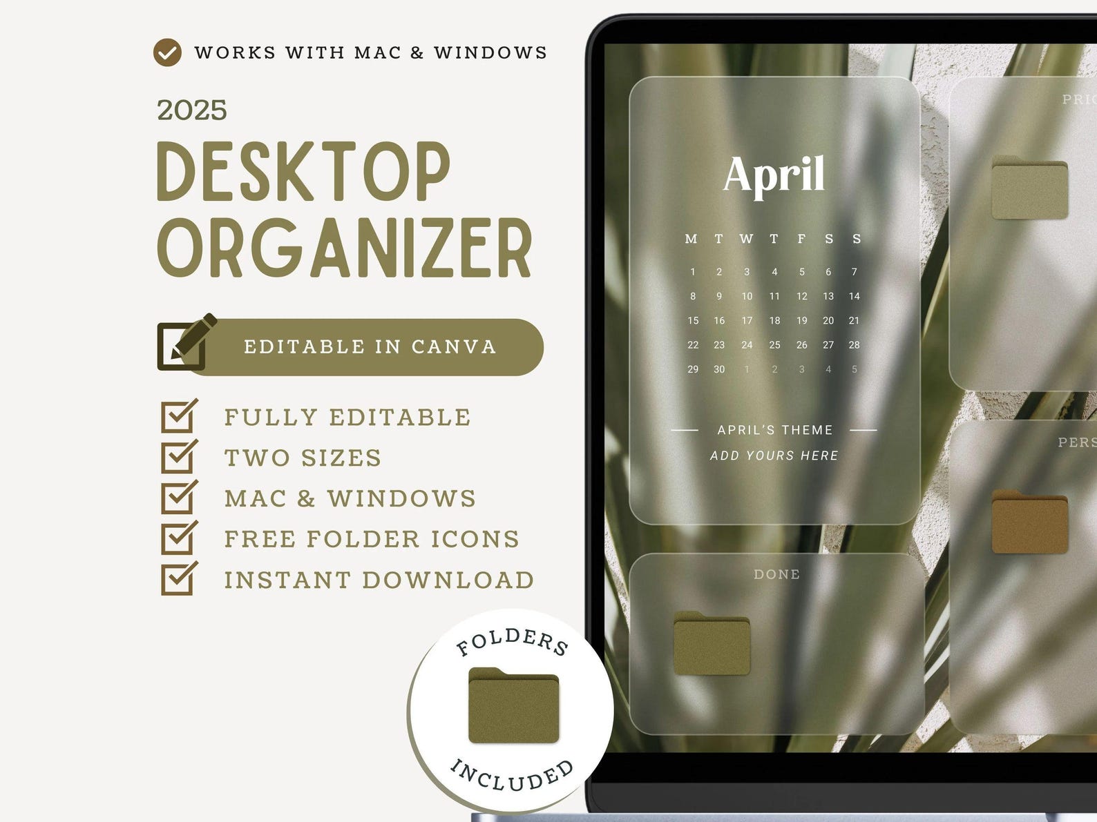 2025 Editable Desktop Organizer Wallpaper With Calendar, Customizable ...