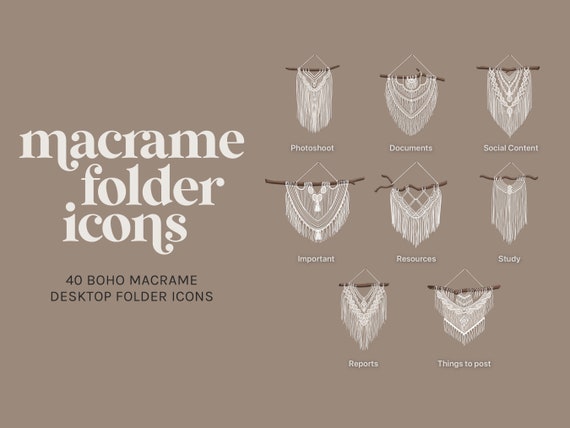 Boho Folder Icons for Mac and Windows Macrame Folders | Etsy
