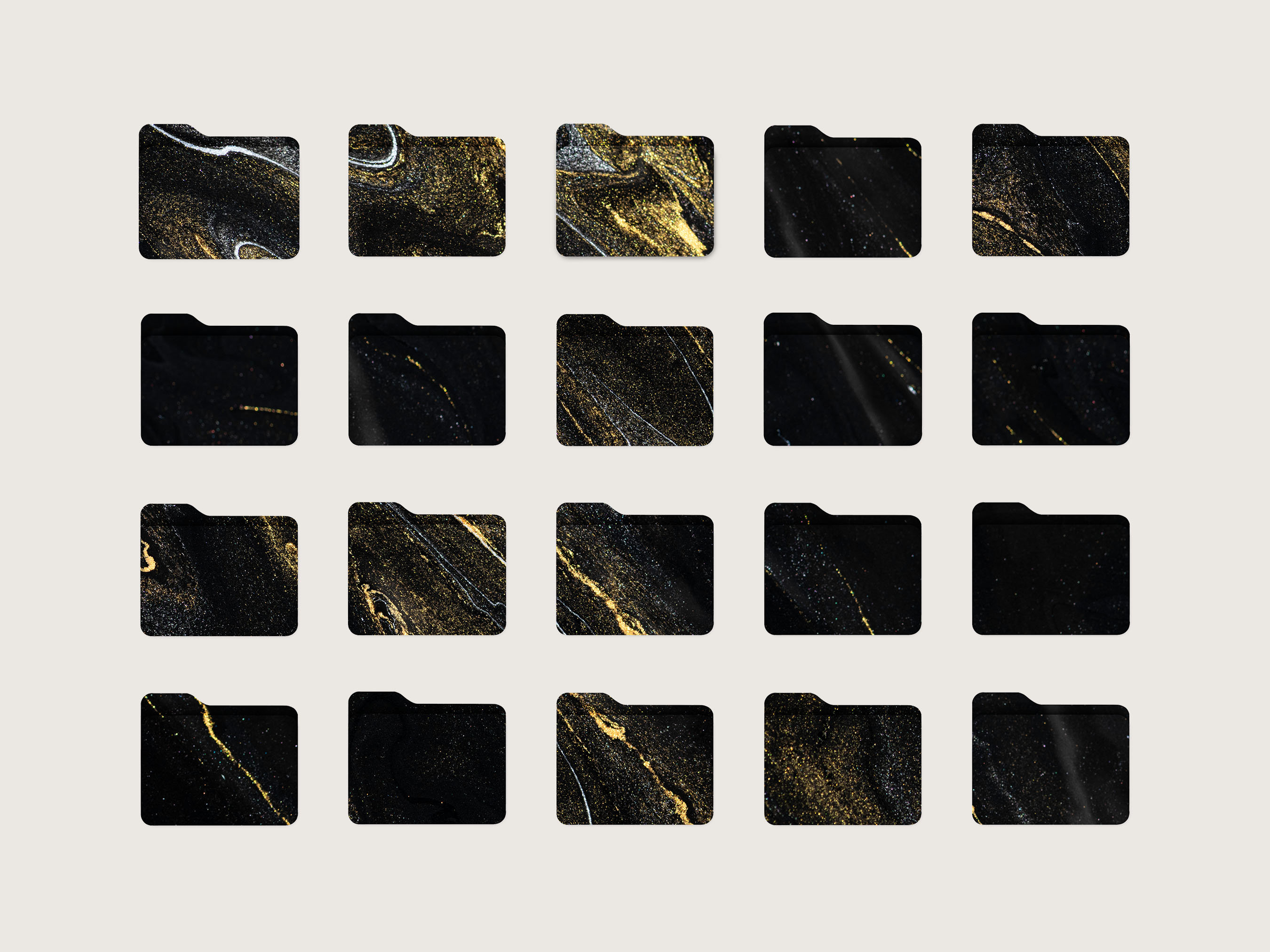 Dark Folder Icons for Mac and Windows » Gold Marble Folders Icons ...