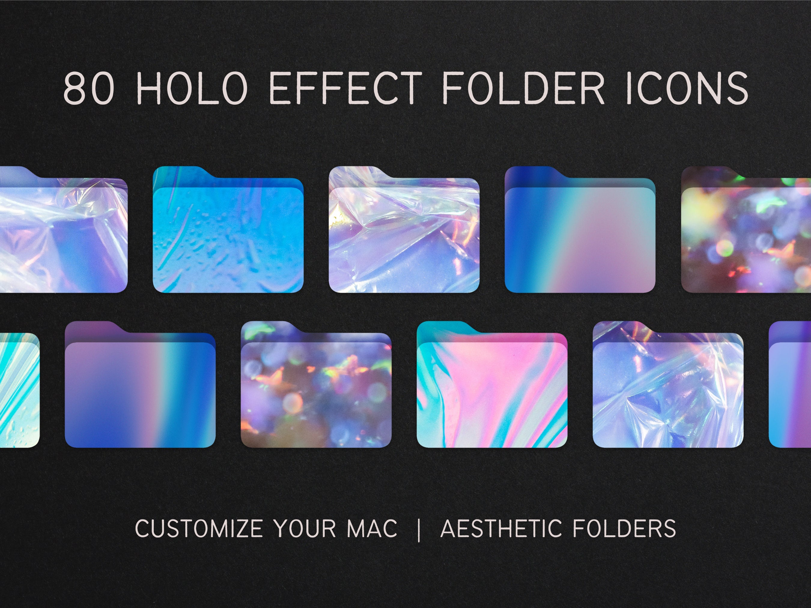 80 Holo Mac Folder Icons Cute Desktop Customization Aesthetic Desktop ...