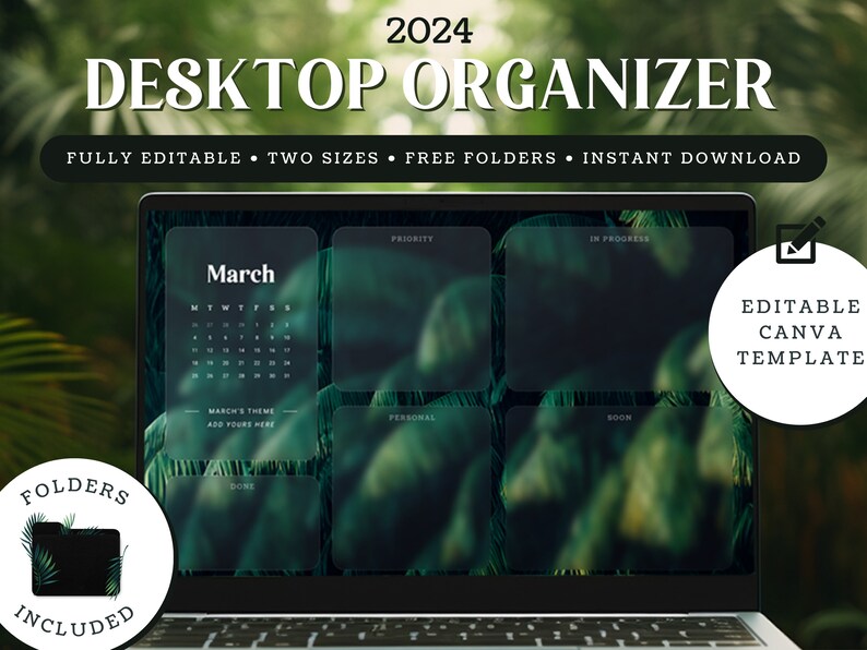 2024 Desktop Organizer Wallpaper With Calendar Jungle Aesthetic Dark ...