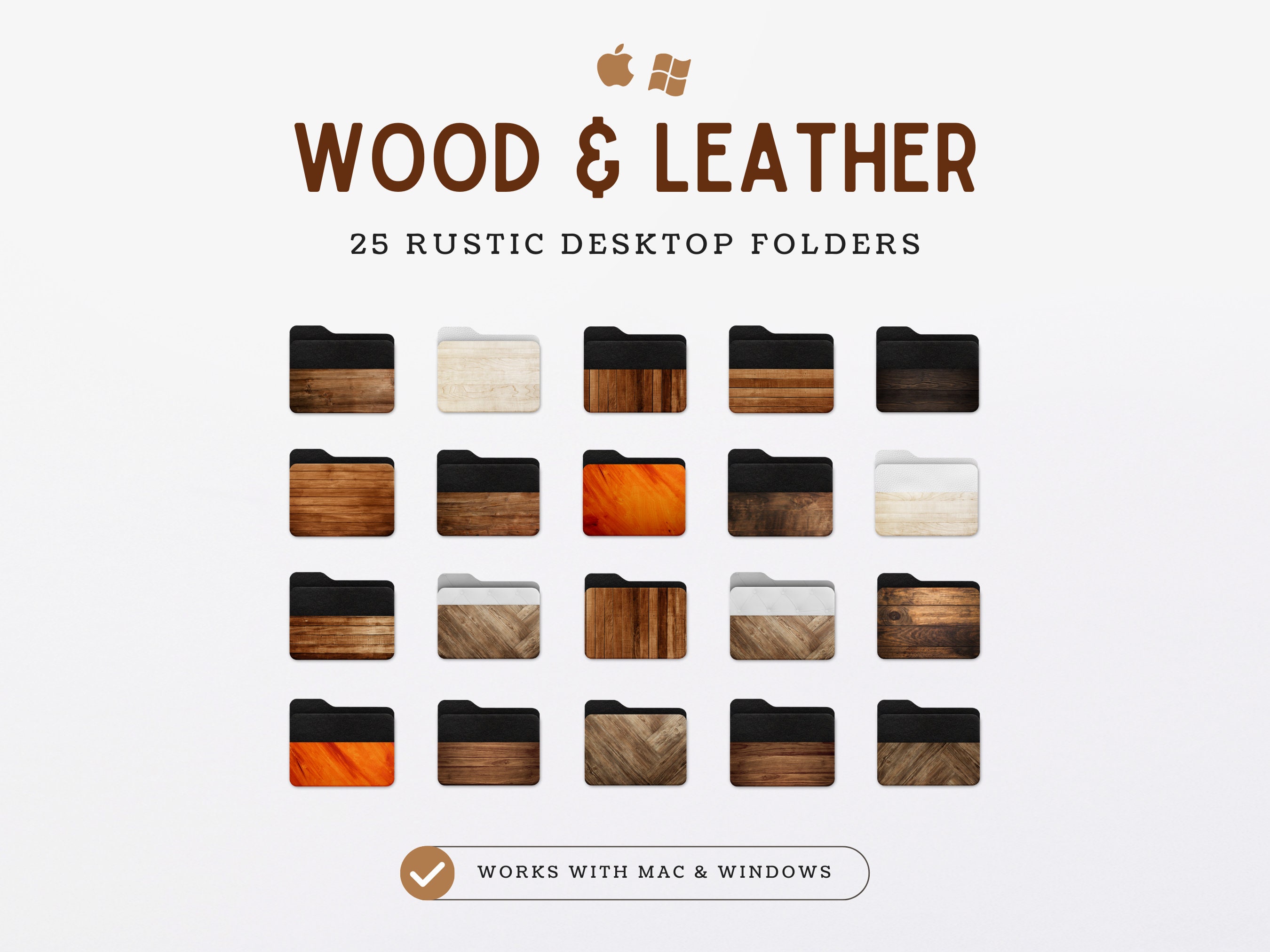 Rustic Folder Icons for Mac and Windows » Wood Folders Icons » Custom ...