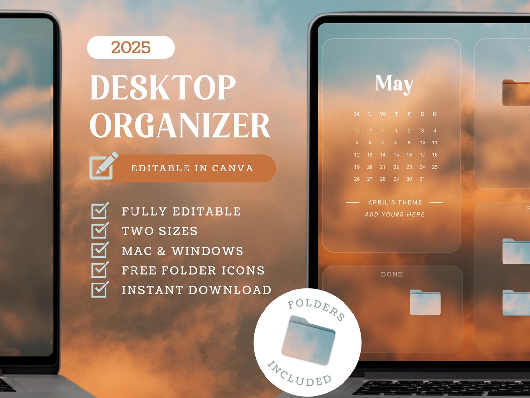 2025 Desktop Organizer Wallpaper With Calendar Sunrise, Morning Clouds ...