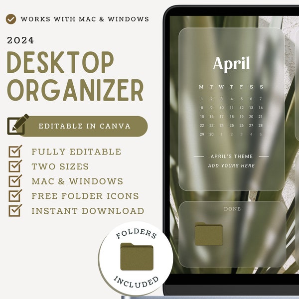 Desktop Organizer Wallpaper Editable Canva - Etsy