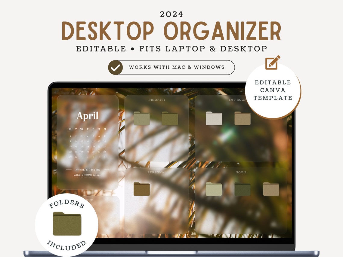 2024 Desktop Organizer Wallpaper With Calendar Boho Wallpaper for Mac ...