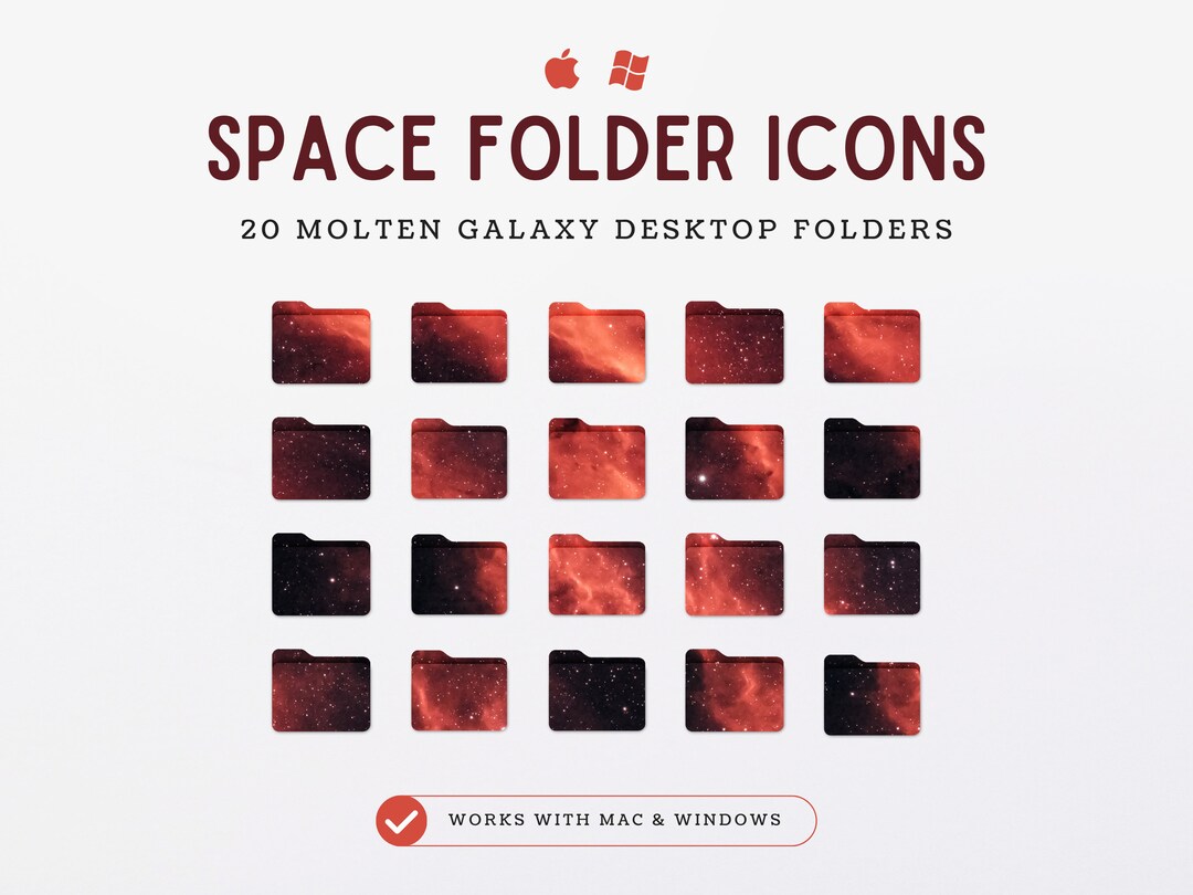 Space Icons for Desktop, Folder Icons for Mac and Windows, Red Folder ...