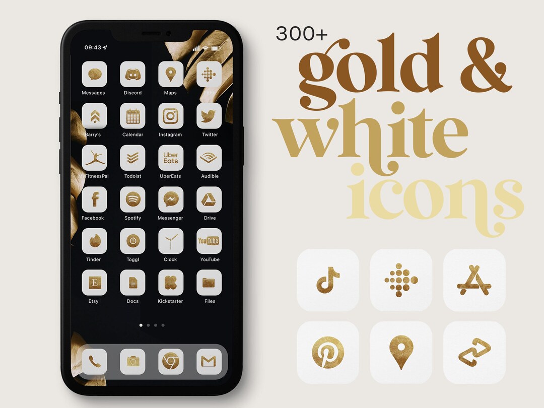 Realistic Gold Ios Icons Elegant Home Screen Icons for iPhone and iPad ...