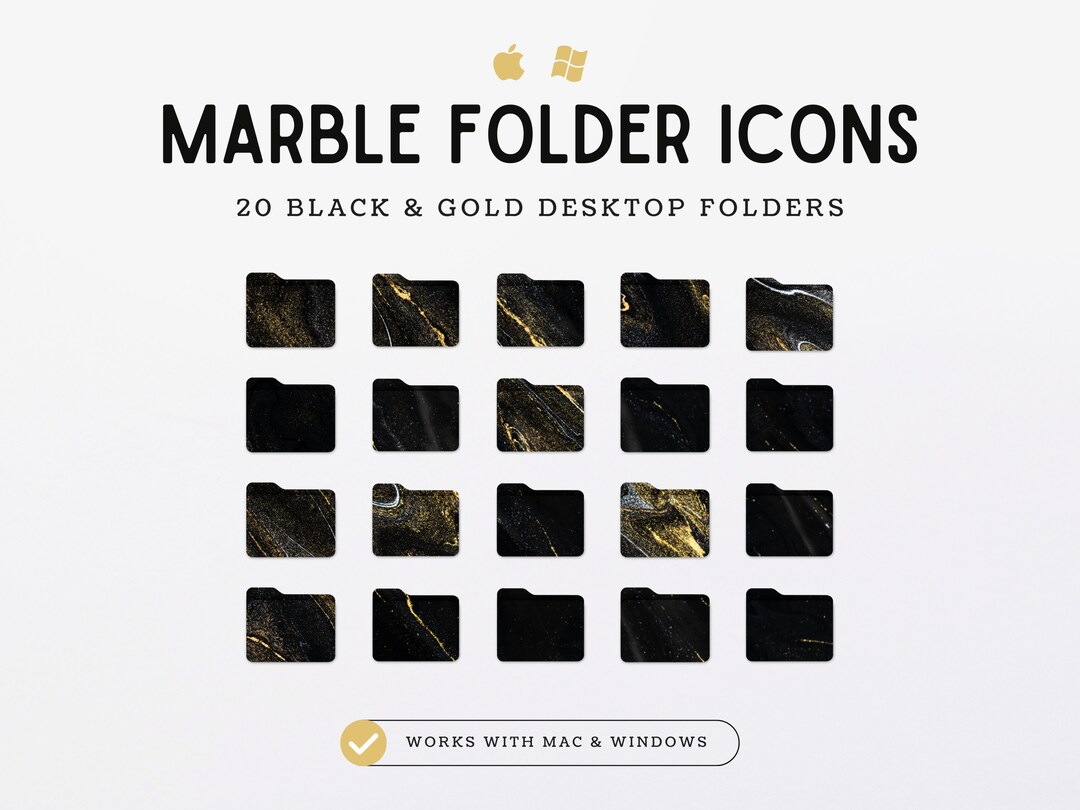 Dark Folder Icons for Mac and Windows » Gold Marble Folders Icons ...
