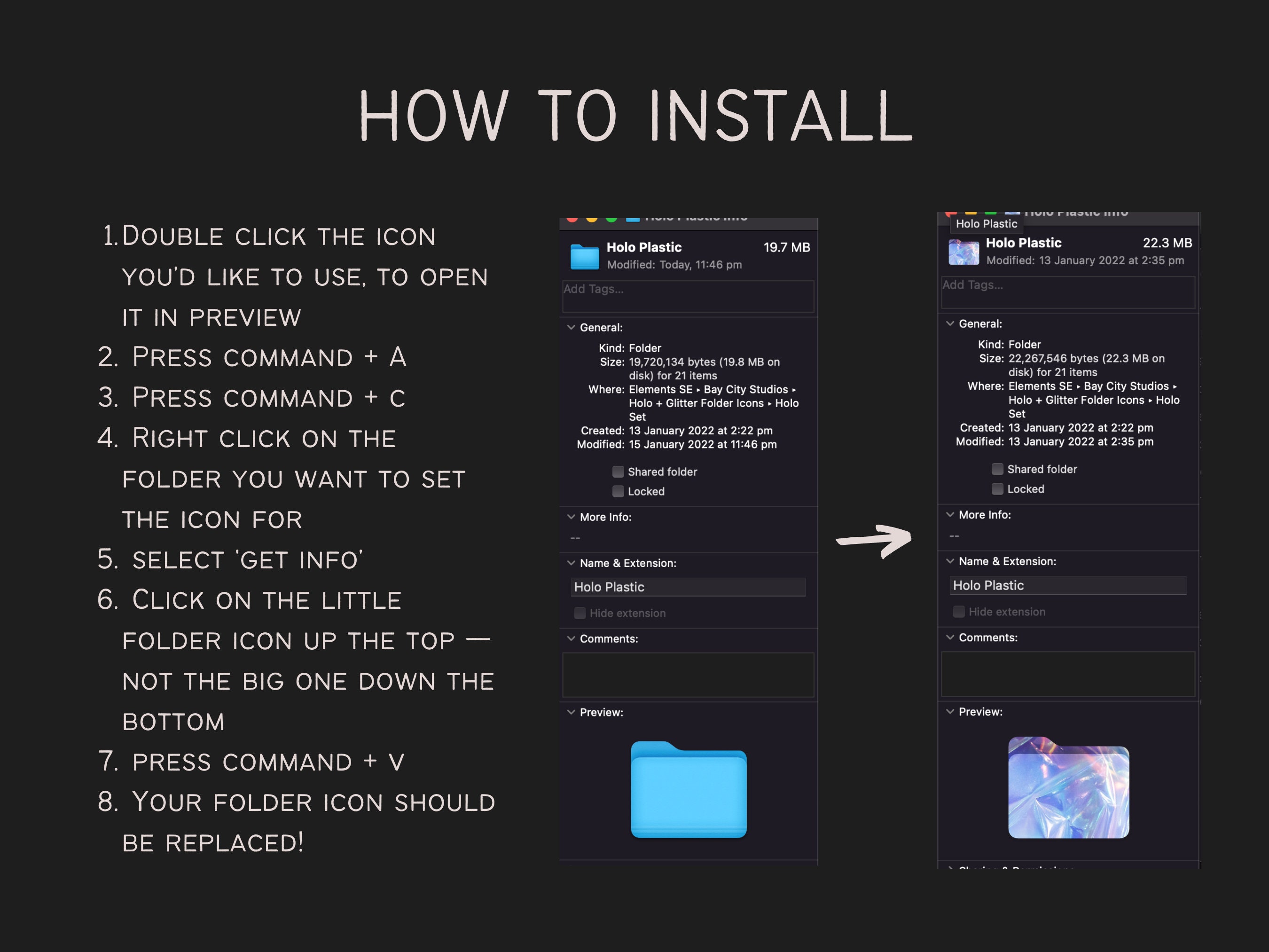 80 Holo Mac Folder Icons Cute Desktop Customization Aesthetic Desktop ...