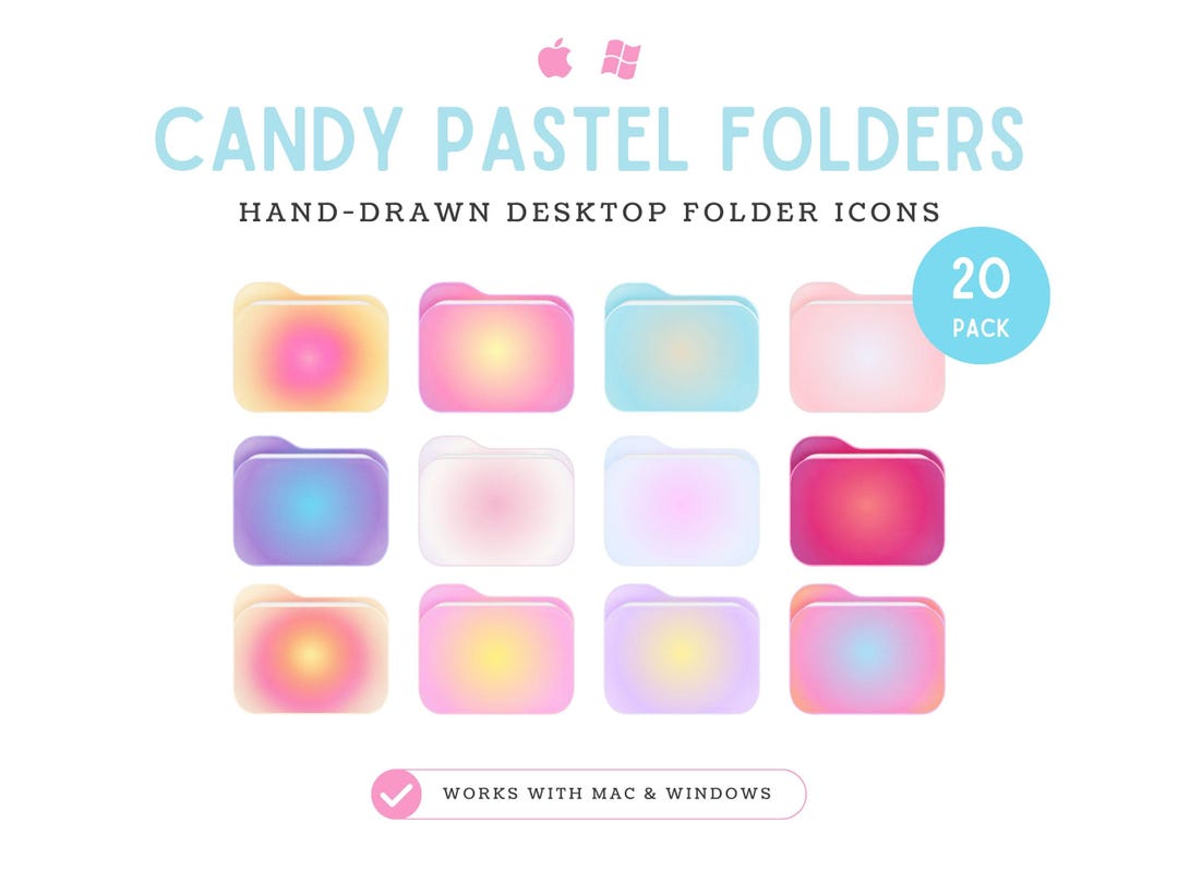 Cute Desktop Icons, Pastel Aura Gradient Icons for Mac and Windows ...