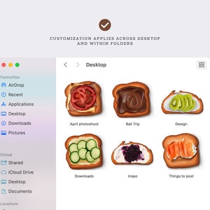 Cute Toast Folder Icons for Mac and Windows, Desktop Icons Kawaii ...