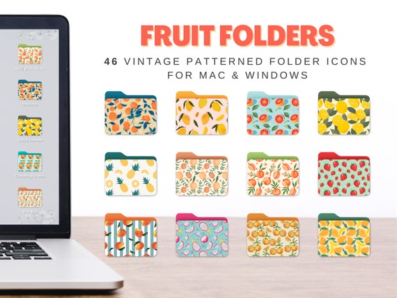 Cute Folder Icons for Mac and Windows Vintage Patterned | Etsy
