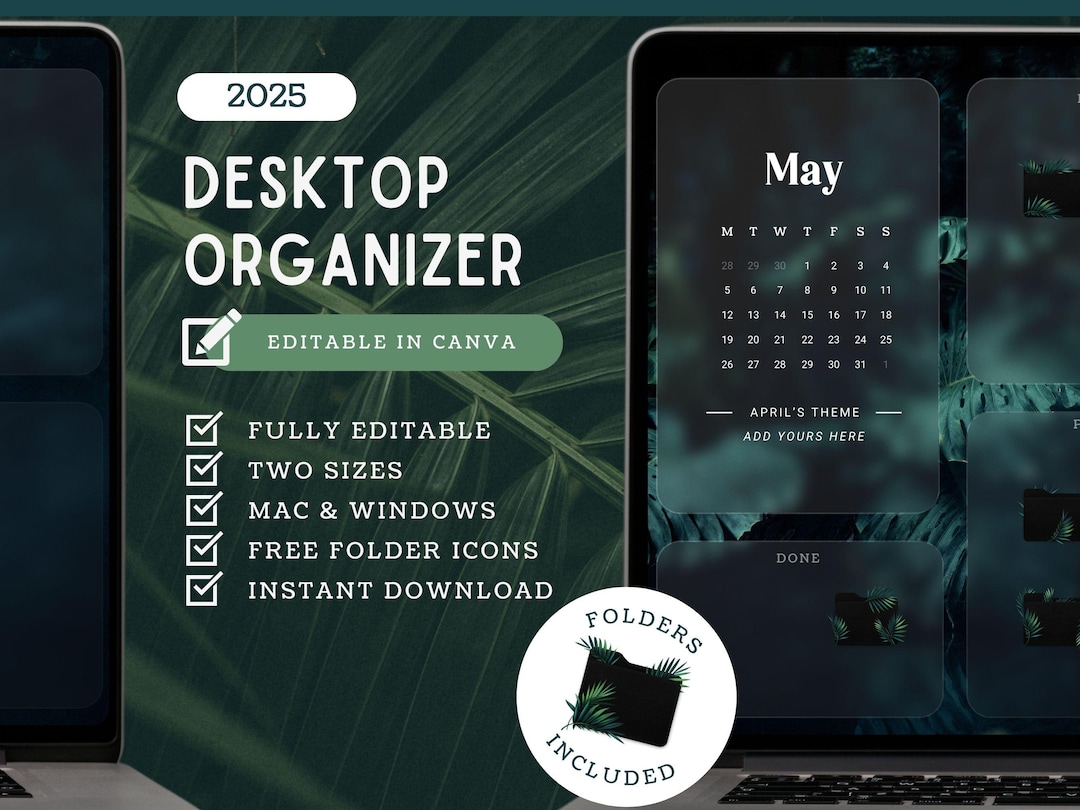 2025 Desktop Organizer Wallpaper With Free Matching Desktop Icons, Dark ...
