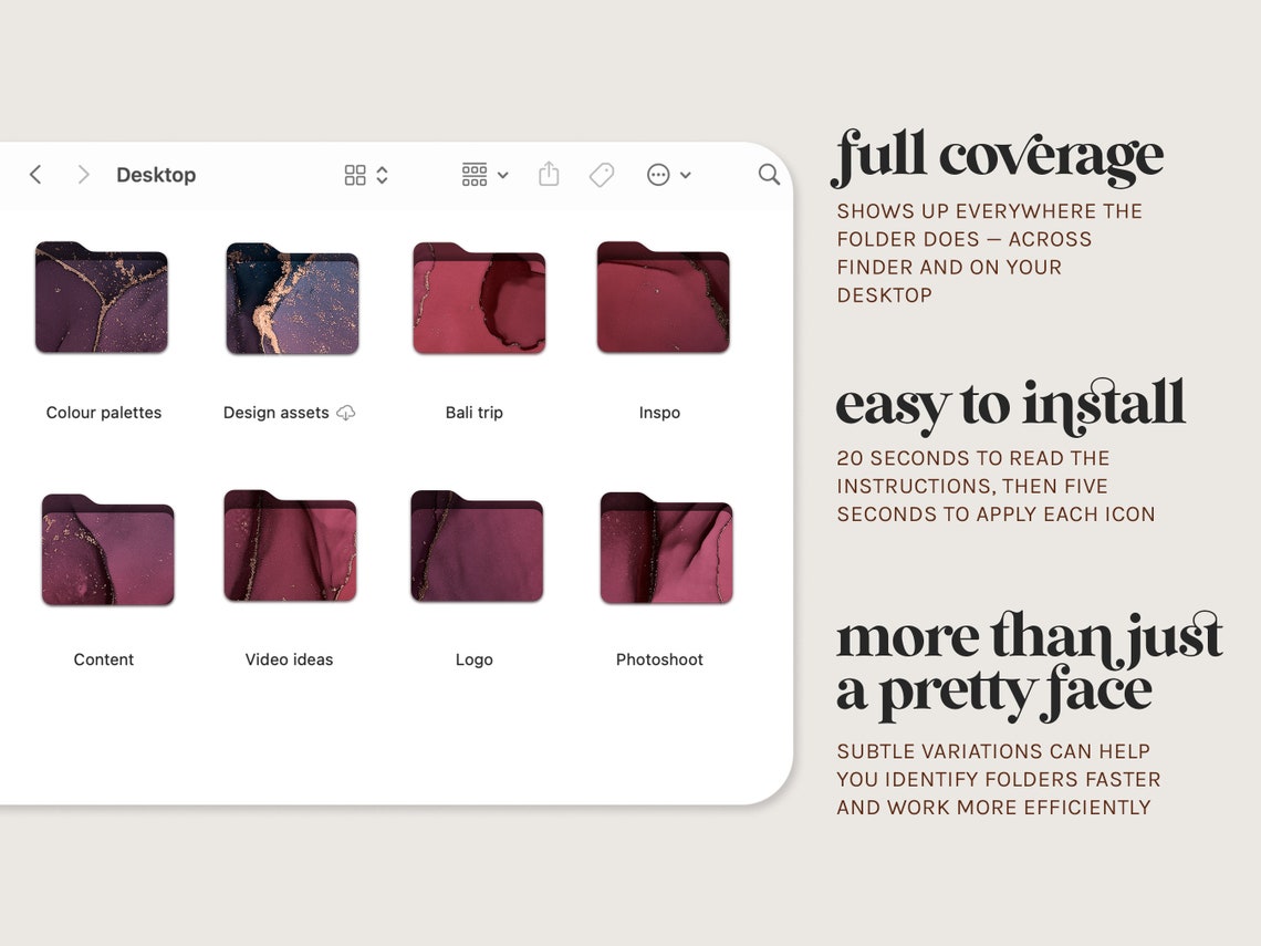 Dark Folder Icons Desktop Icons for Mac and Windows Luxe Folder Icons ...