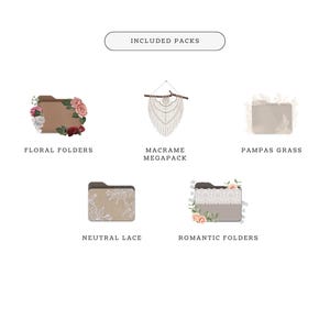 Boho Desktop Icons Bundle, Neutral Desktop Icons, Desktop Folder Icons ...