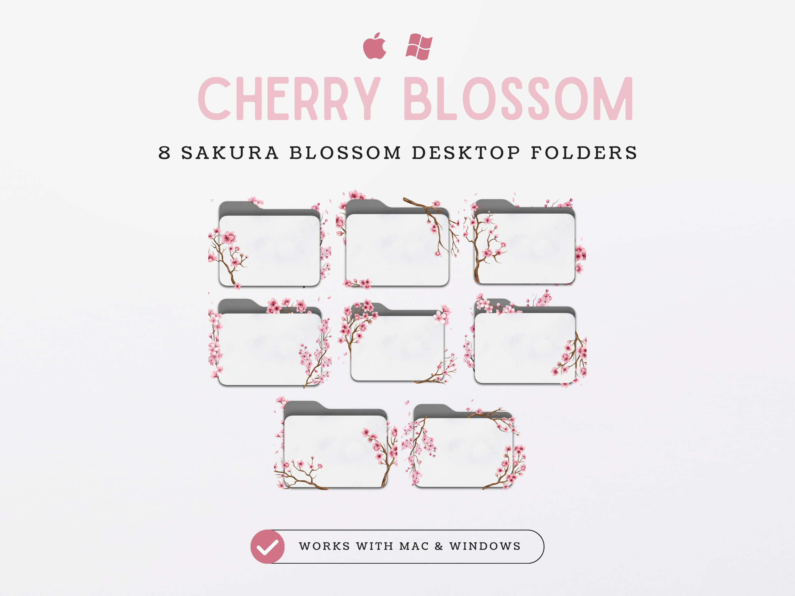 Cute Folder Icons, Windows and Mac Folder Icons, Floral Desktop Icons ...