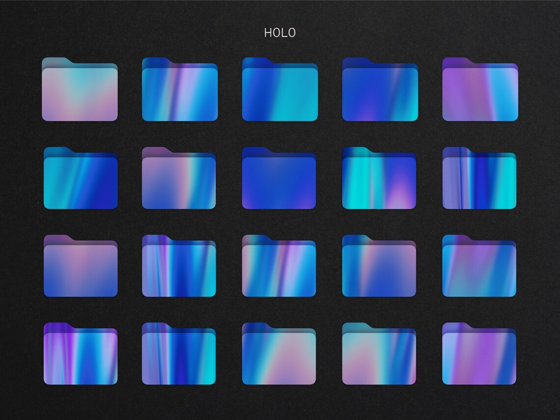 80 Holo Mac Folder Icons Cute Desktop Customization Aesthetic Desktop ...