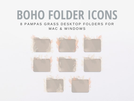 Boho Folder Icons for Mac and Windows Pampas Grass Folders | Etsy