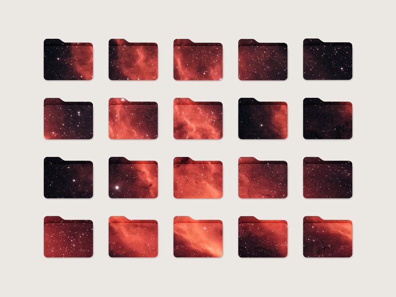 Space Icons for Desktop, Folder Icons for Mac and Windows, Red Folder ...