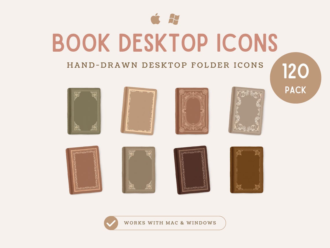 Realistic Book Icon Pack, Desktop Icons Book Lover, Book Lover Icons ...