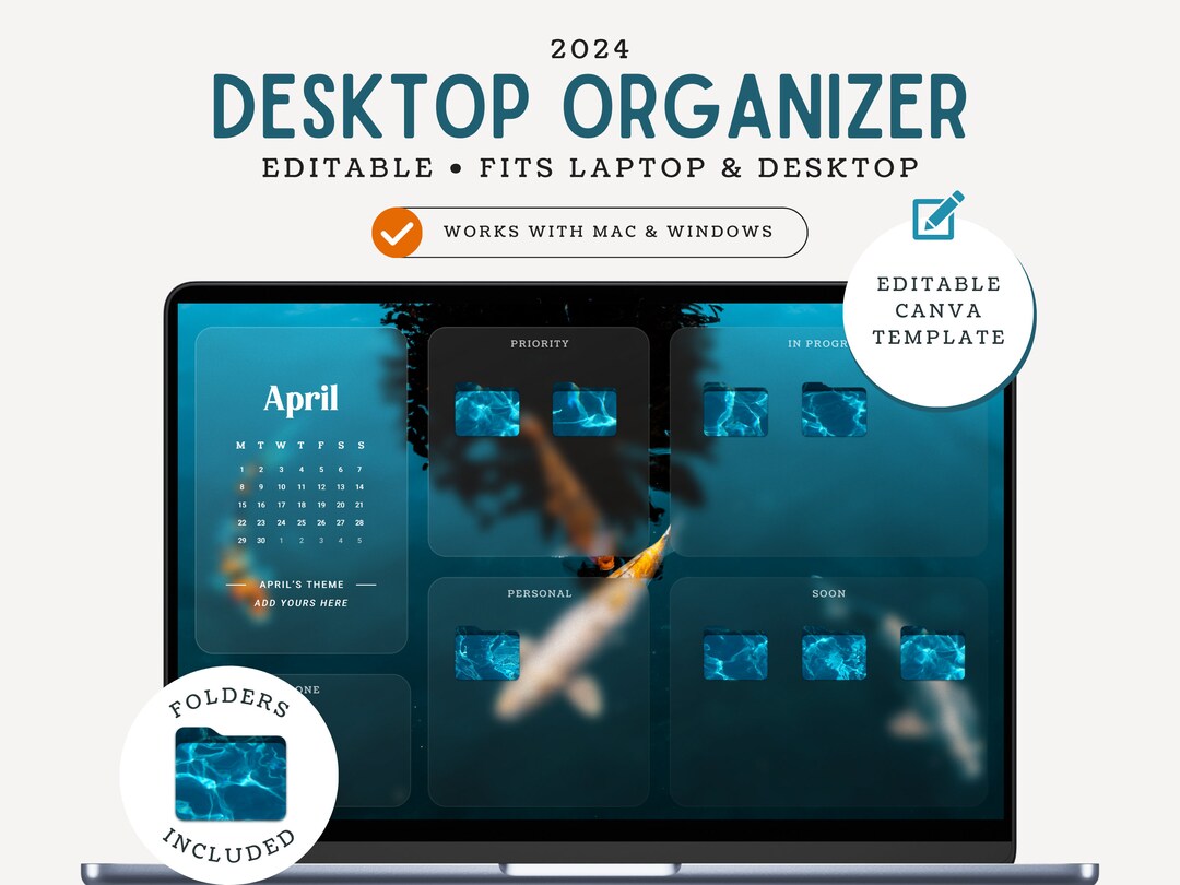 2024 Desktop Organizer Wallpaper With Calendar Koi Fish Wallpaper for ...