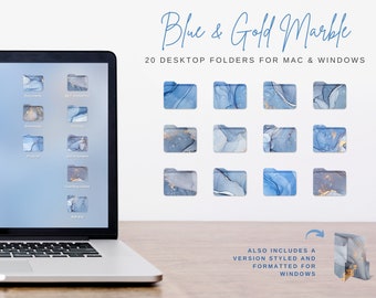 Blue Desktop Folder Icons Compatible With Mac & Windows - Etsy