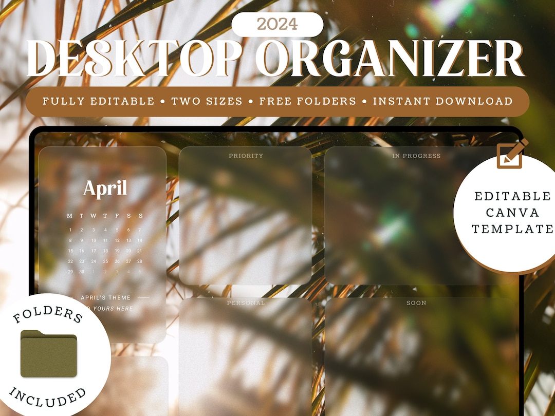 2024 Desktop Organizer Wallpaper With Calendar Boho Wallpaper for Mac ...