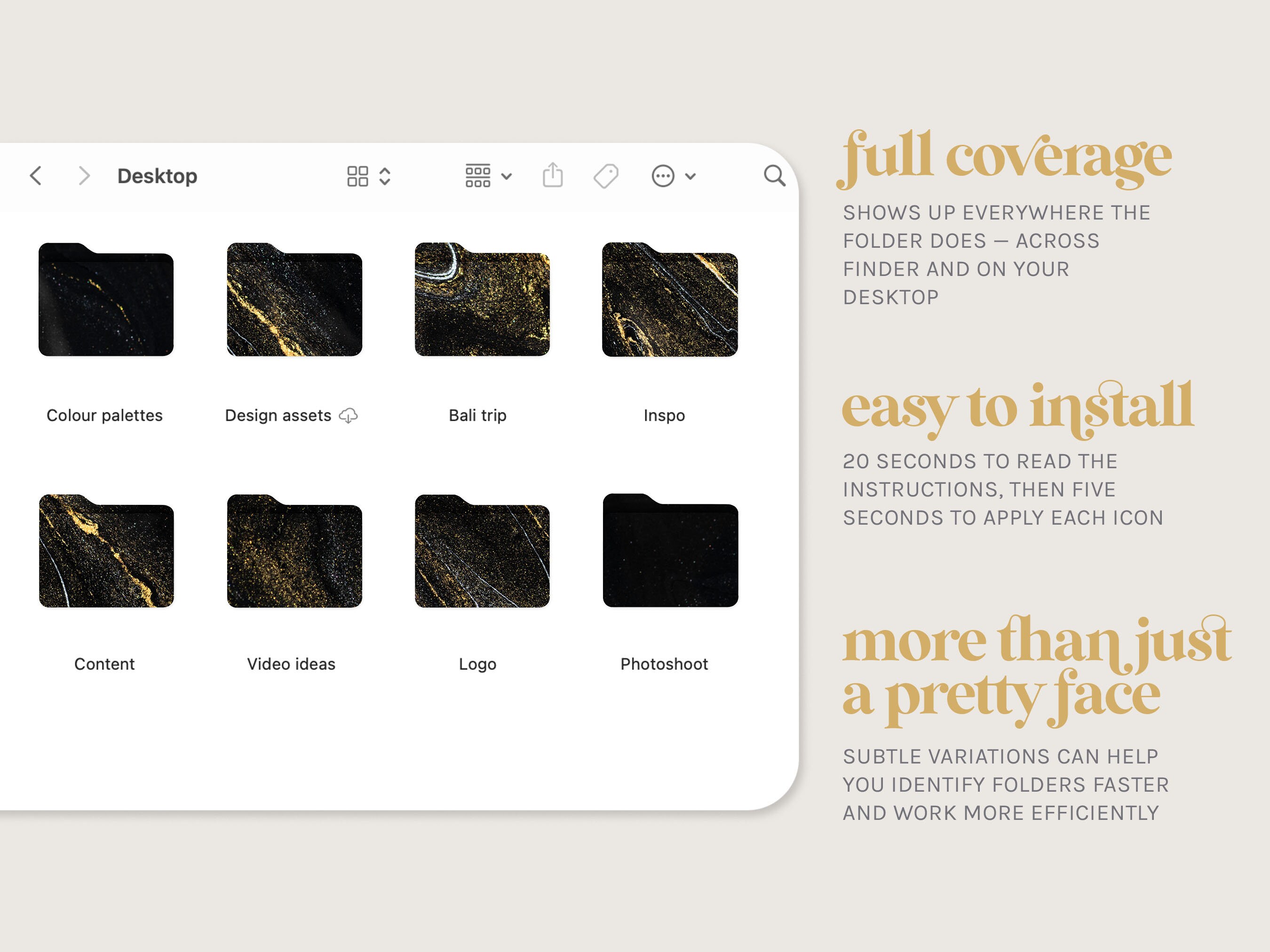 Dark Folder Icons for Mac and Windows » Gold Marble Folders Icons ...