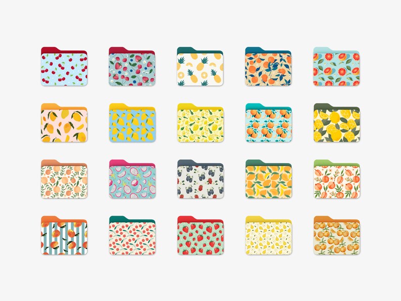 Cute Folder Icons for Mac and Windows | Vintage Patterned Fruit Desktop ...