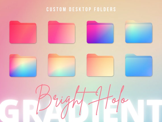 Folder Icons Desktop Icons Holographic Icons Mac Desktop | Etsy