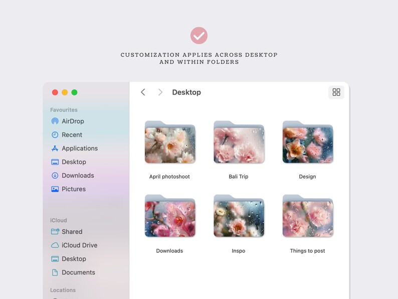 Floral Folder Icons MEGAPACK, Desktop Folder Icons, Cute File Folder ...