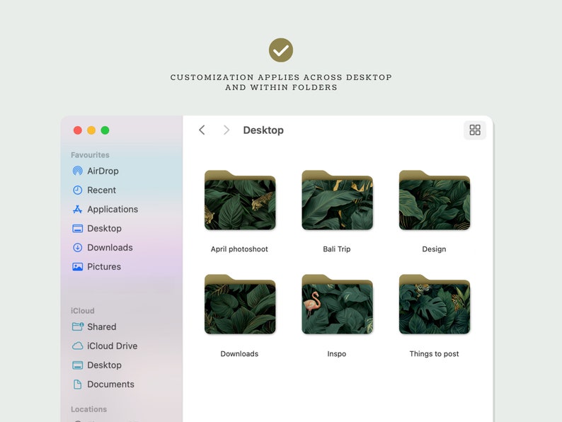 Windows and Mac Folder Icons Jungle Theme, Green Desktop Icons, Cozy ...