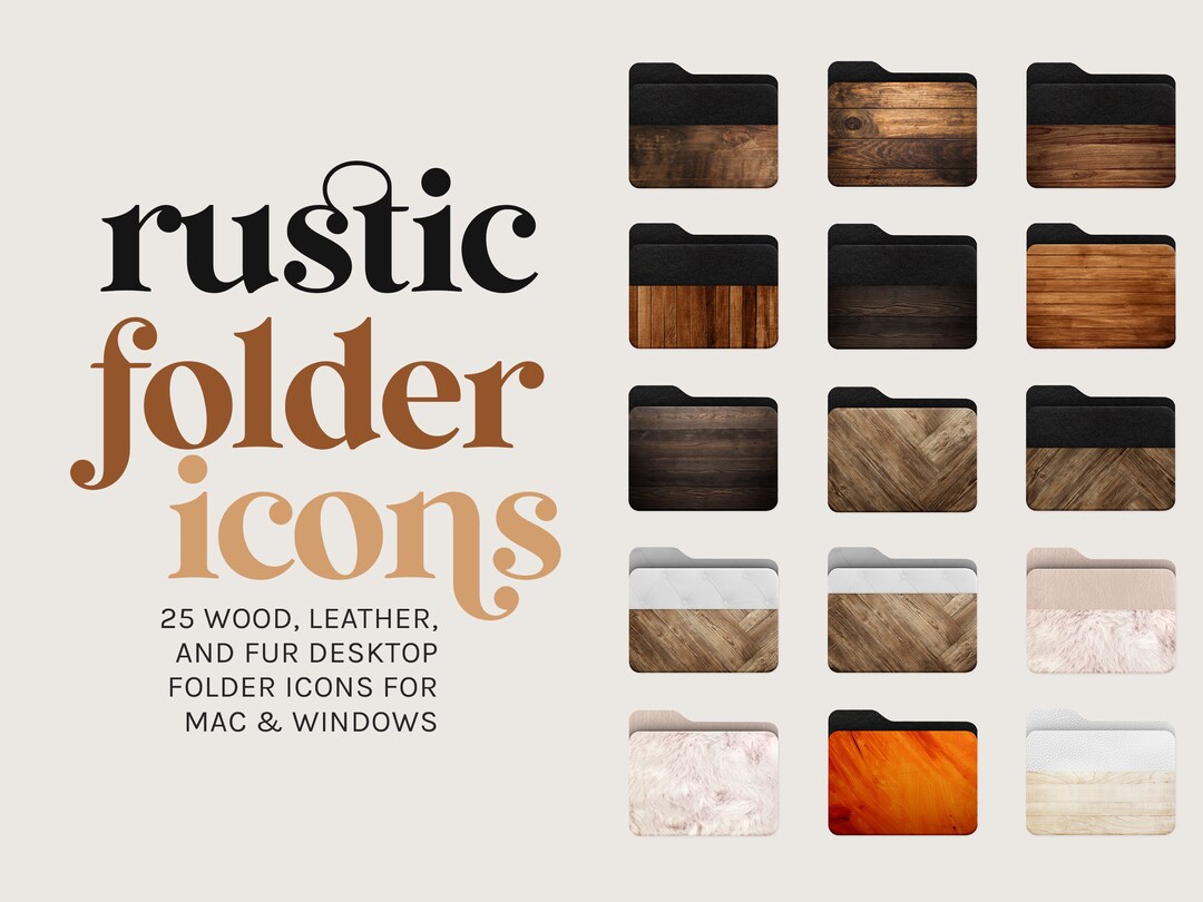 Rustic Folder Icons for Mac and Windows Wood Folders Icons - Etsy