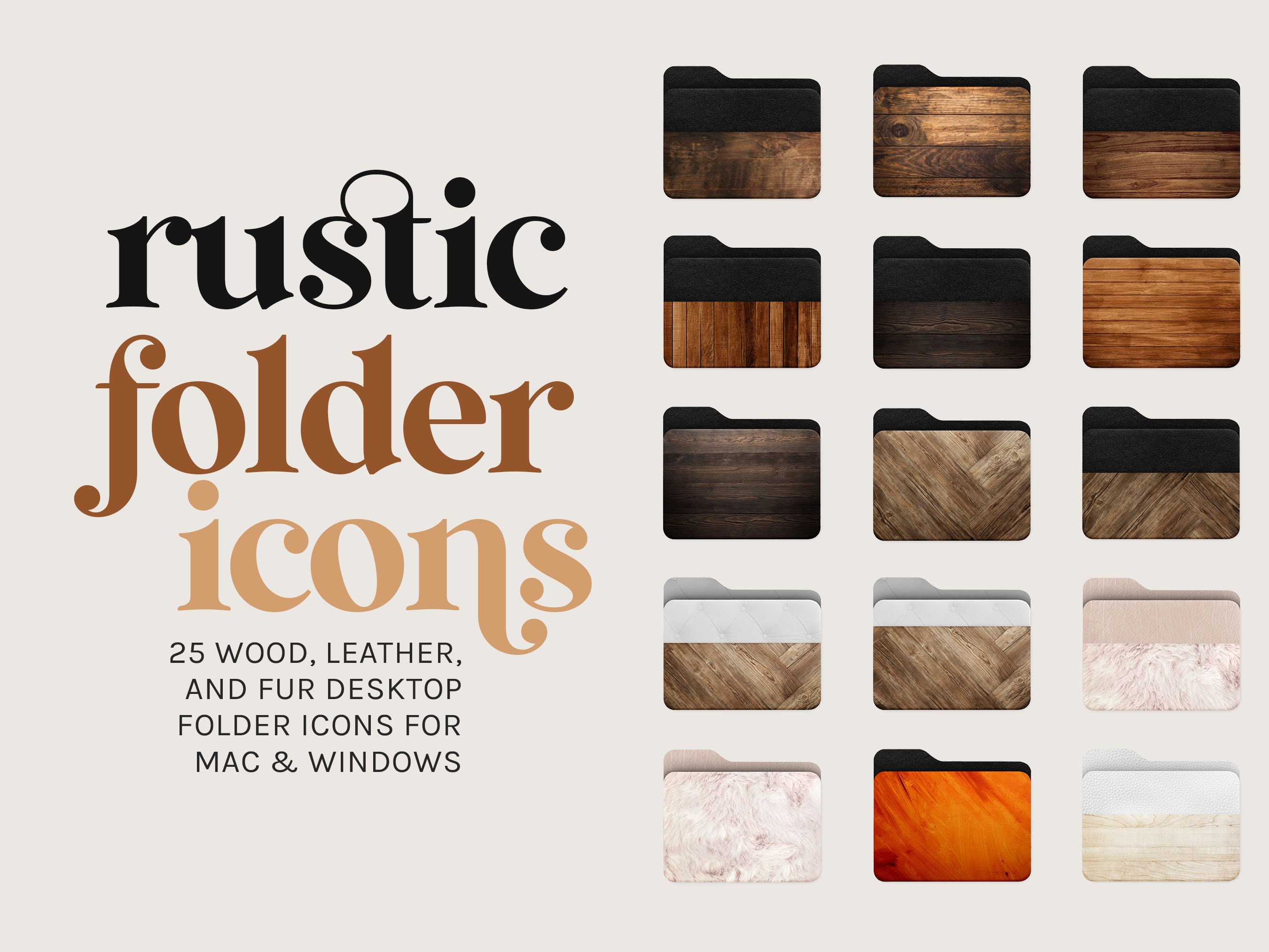Rustic Folder Icons for Mac and Windows Wood Folders Icons - Etsy Australia