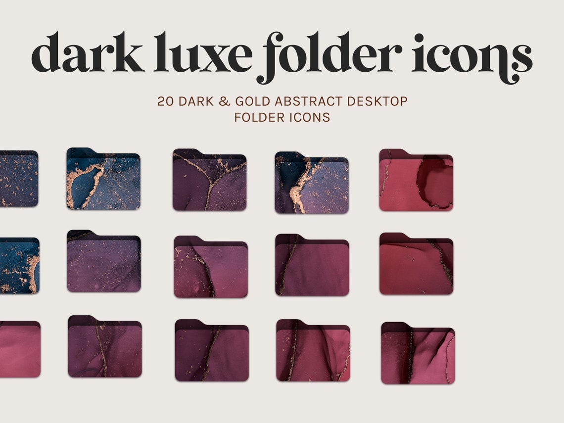 Dark Folder Icons Desktop Icons for Mac and Windows Luxe - Etsy