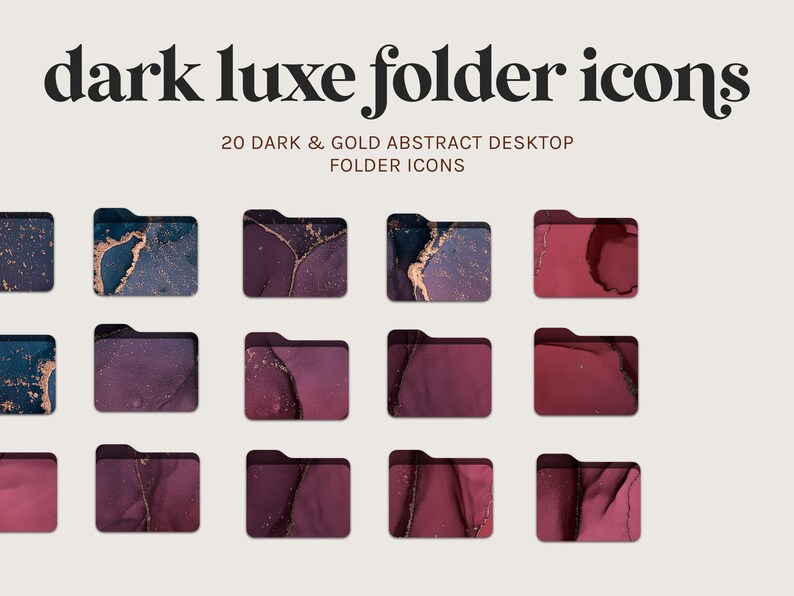 Dark Folder Icons Desktop Icons for Mac and Windows Luxe - Etsy
