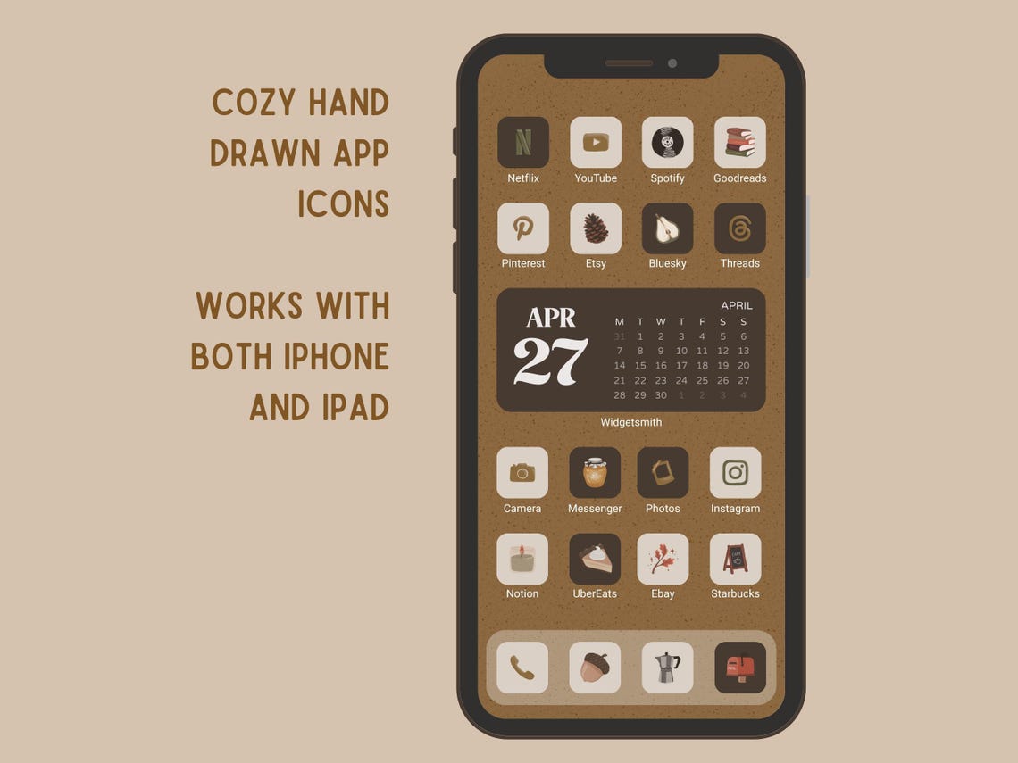 Cozy App Icons for Phone and Tablet, Cottagecore Icons, Camping and ...