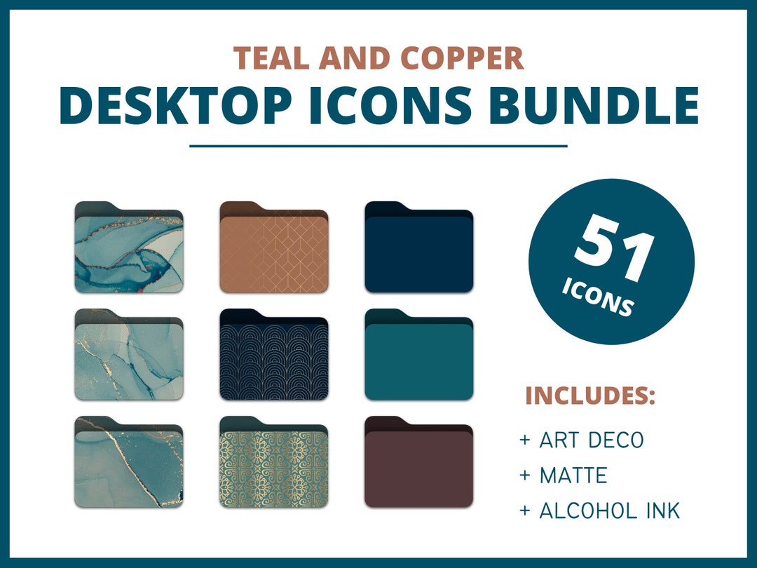 Mac Folder Icons Teal and Copper Desktop Folder Icons Icon - Etsy