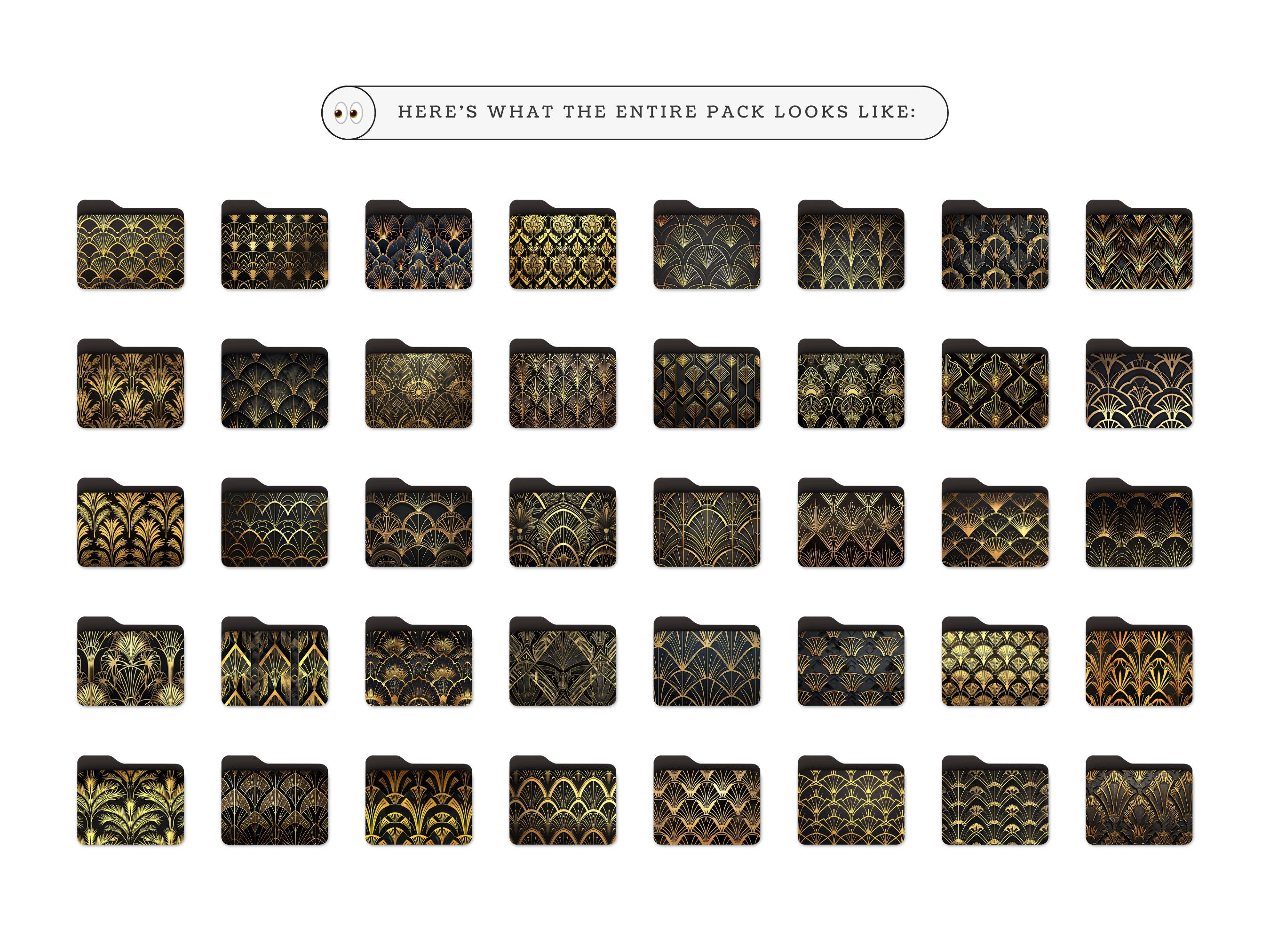 40 ART DECO Desktop Folder Icons, Desktop Icons for Mac and Windows ...