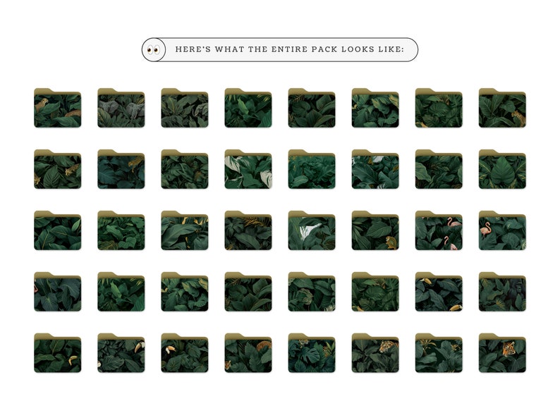 Windows and Mac Folder Icons Jungle Theme, Green Desktop Icons, Cozy ...