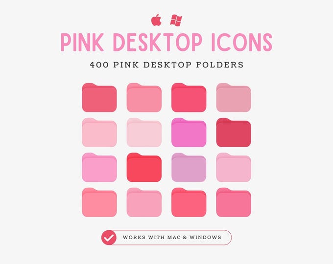 Pink Glitter Folder Icon Pack for Mac and Windows, Magenta Glitz & Glam ...