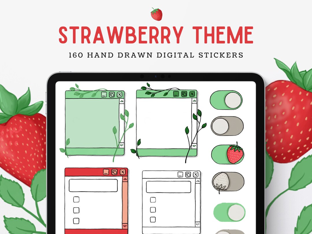 Strawberry Digital Stickers, Themed Planner Widgets and Stickers ...