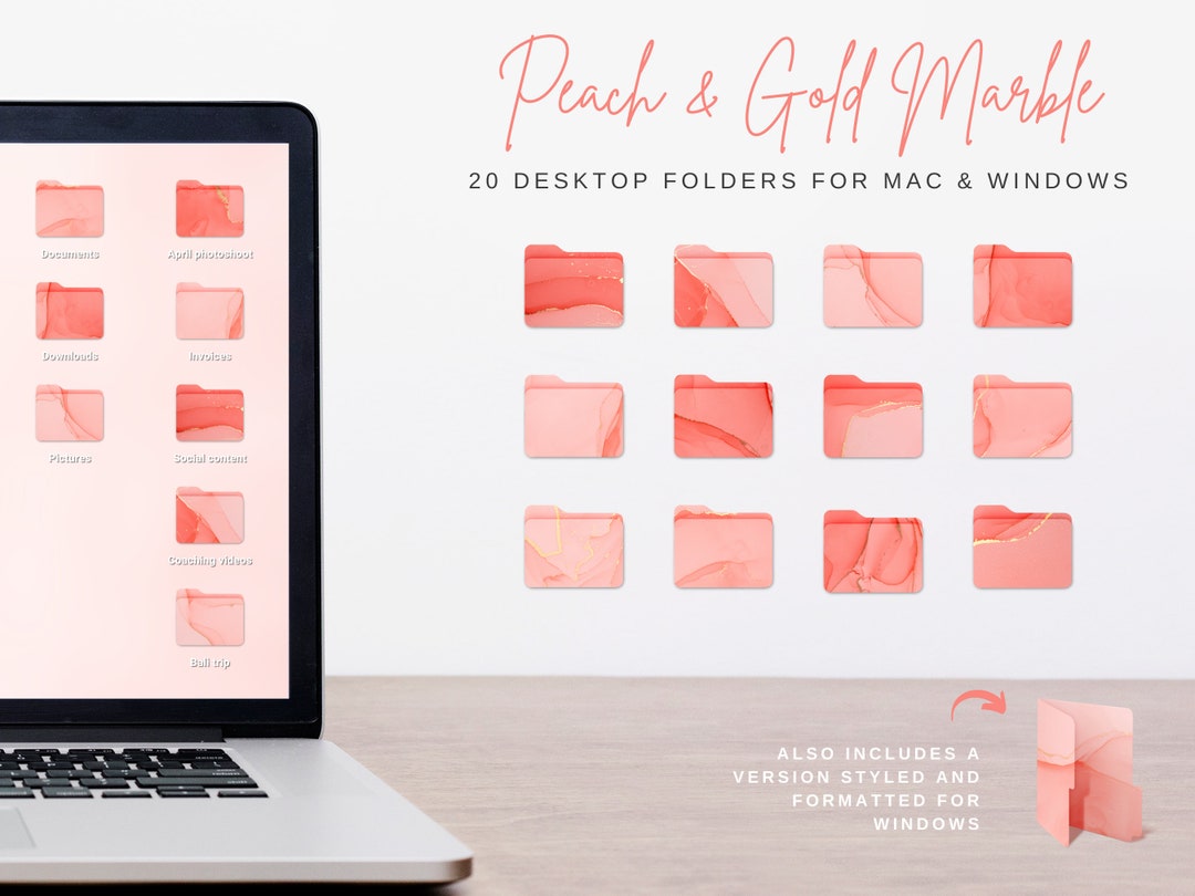 Marble Folder Icons Desktop Icons for Mac and Windows Luxe Folder Icons ...