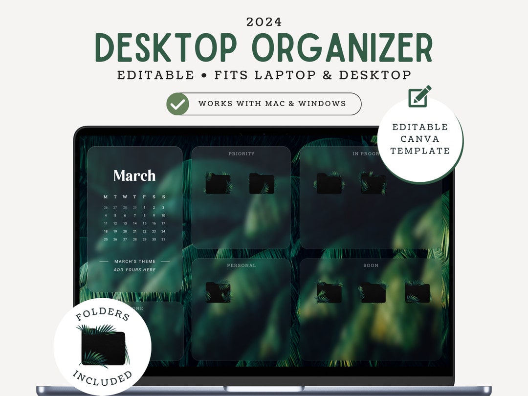 2024 Desktop Organizer Wallpaper With Calendar Jungle Aesthetic Dark ...