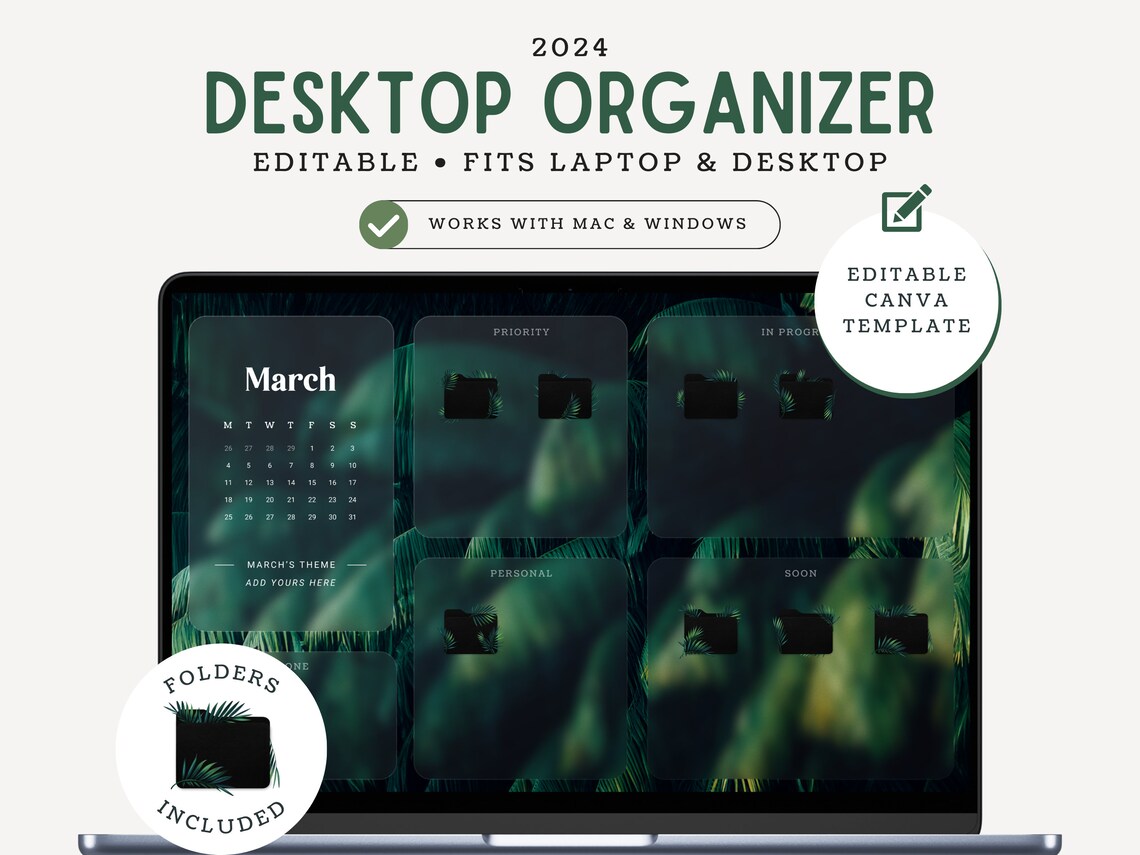 2024 Desktop Organizer Wallpaper With Calendar Jungle Aesthetic Dark ...